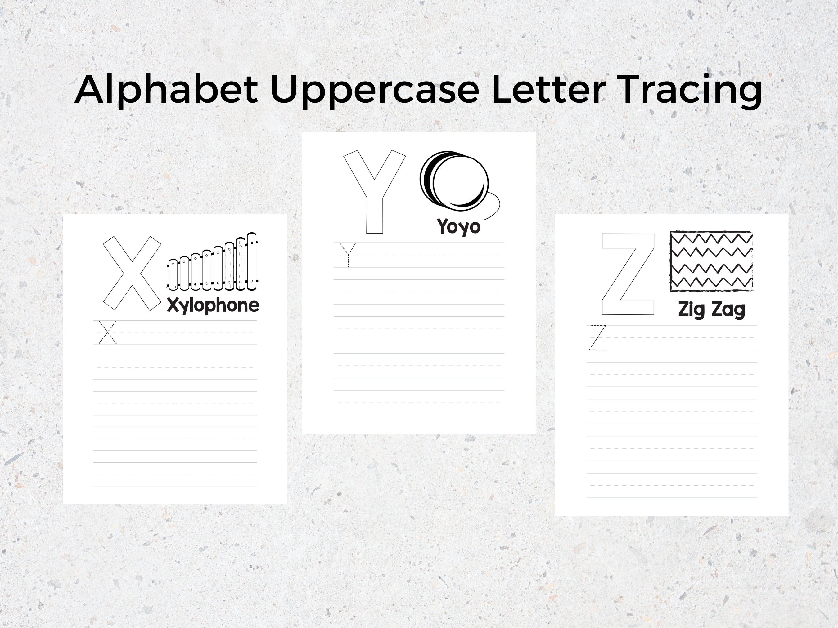 Uppercase Alphabet ABC Tracing Worksheets Coloring Pages Handwriting 26 ...