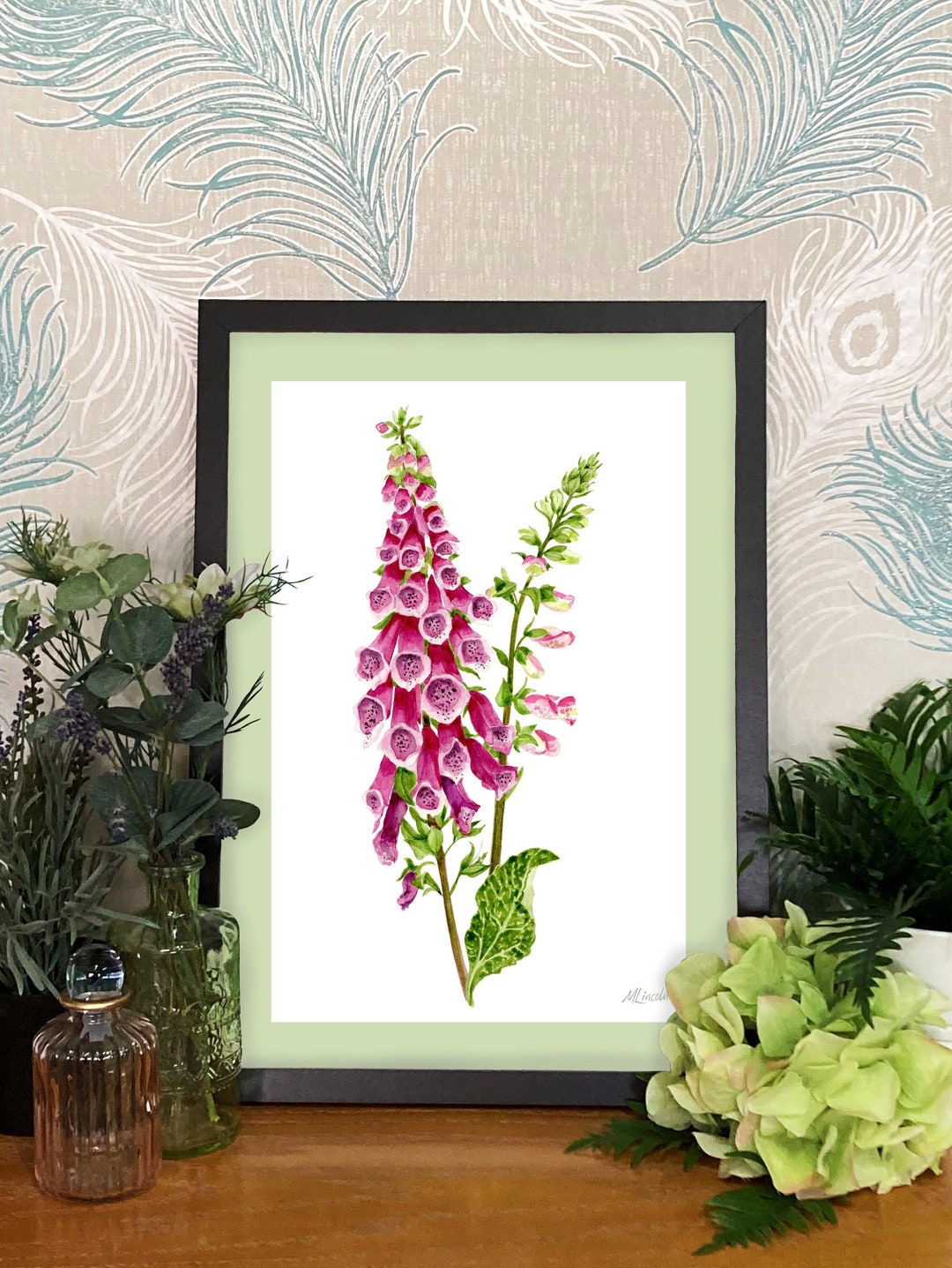 Watercolour Pink Foxgloves | Digitalis | Art Print A5/ A4/ A3| Wall Art ...