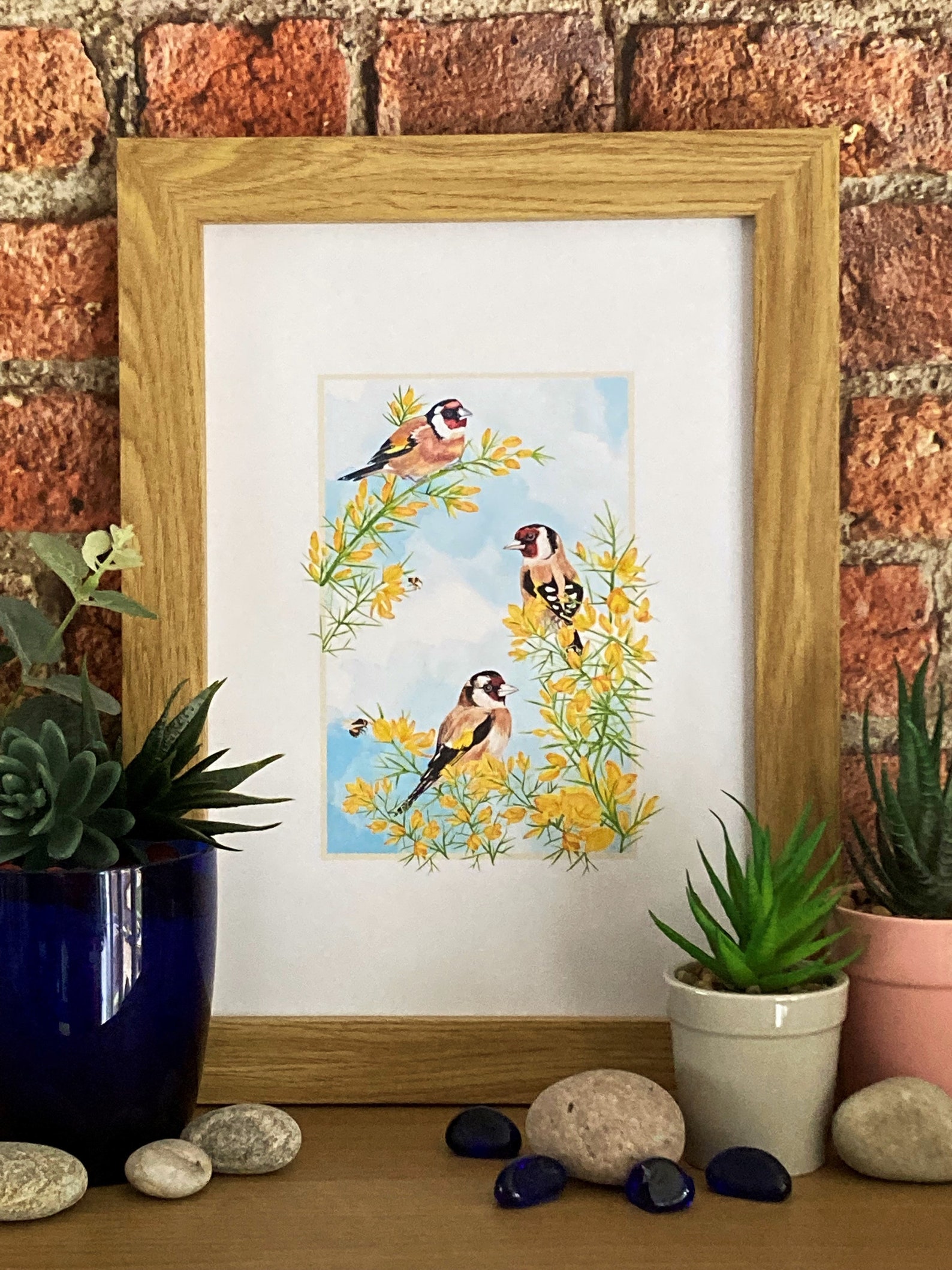 Watercolour Birds Goldfinches in Gorse Bush Art Print A5/A4/A3 Wall Art ...
