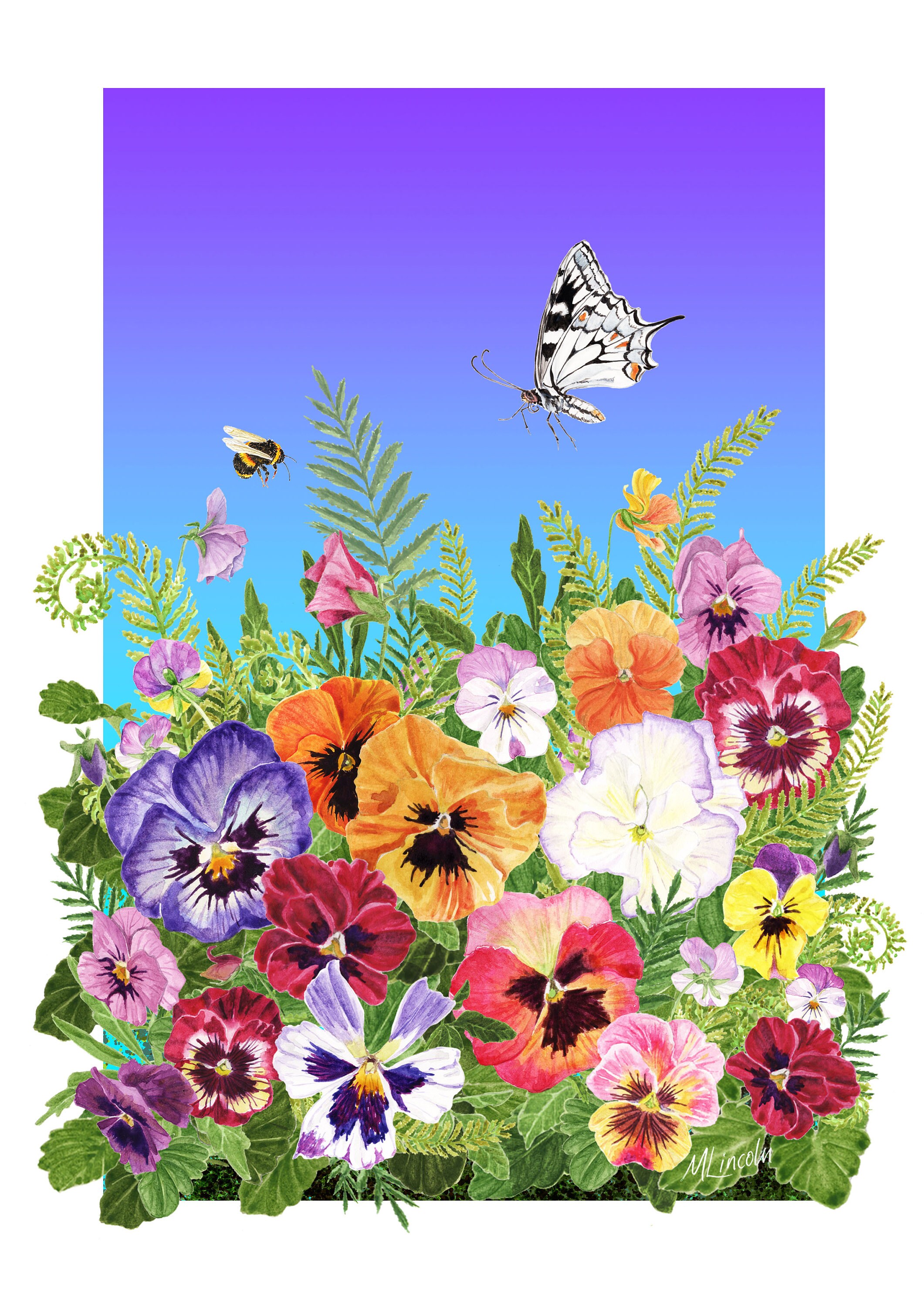 Watercolour Pansies Art Print | A5/ A4/ A3 | Pansy | Wall Art ...