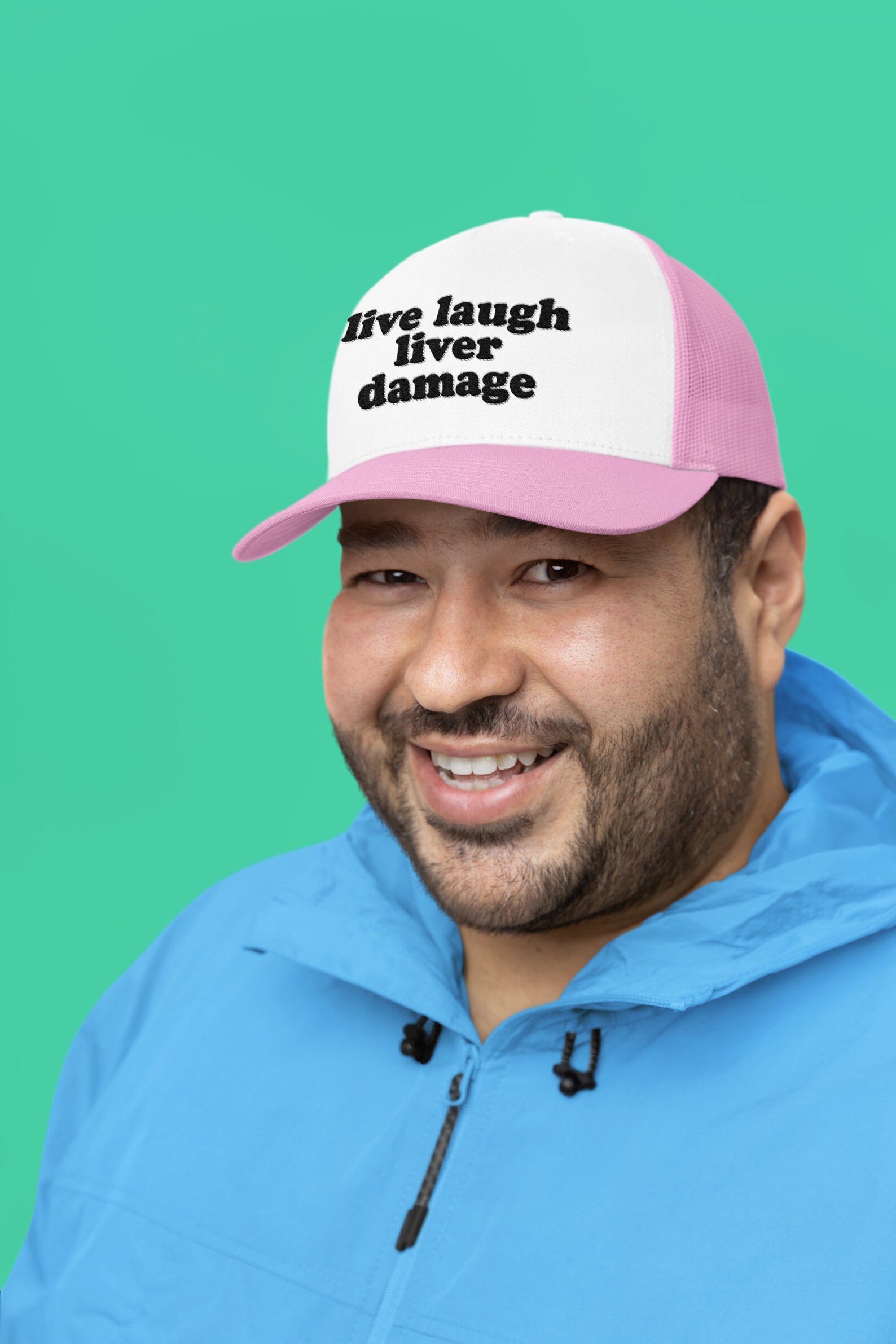 Live Laugh Liver Damage Custom Trucker Hat | Funny Baseball Cap ...