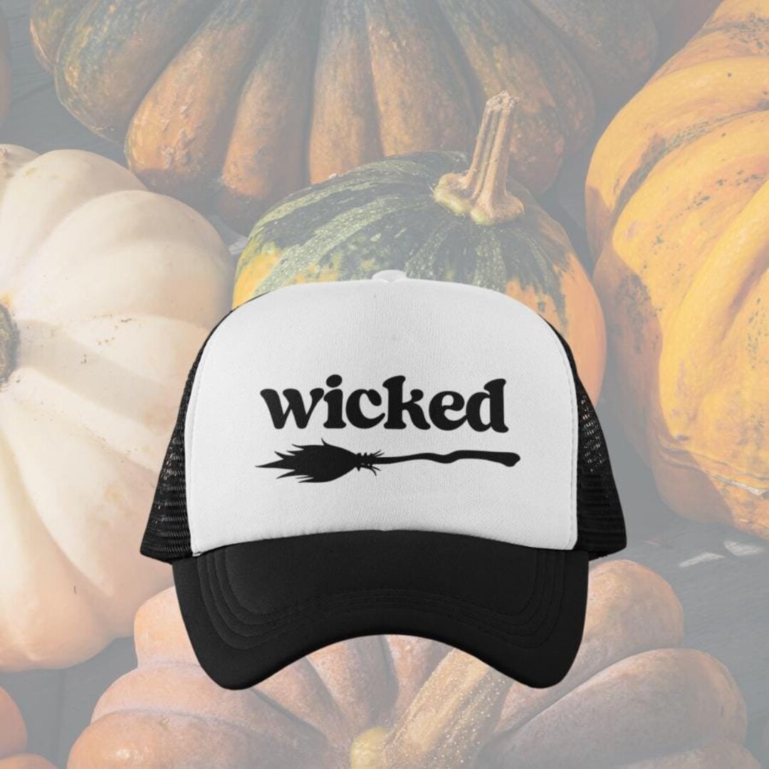 Wicked Custom Trucker Hat | Witch Broom Halloween Baseball Cap - Etsy