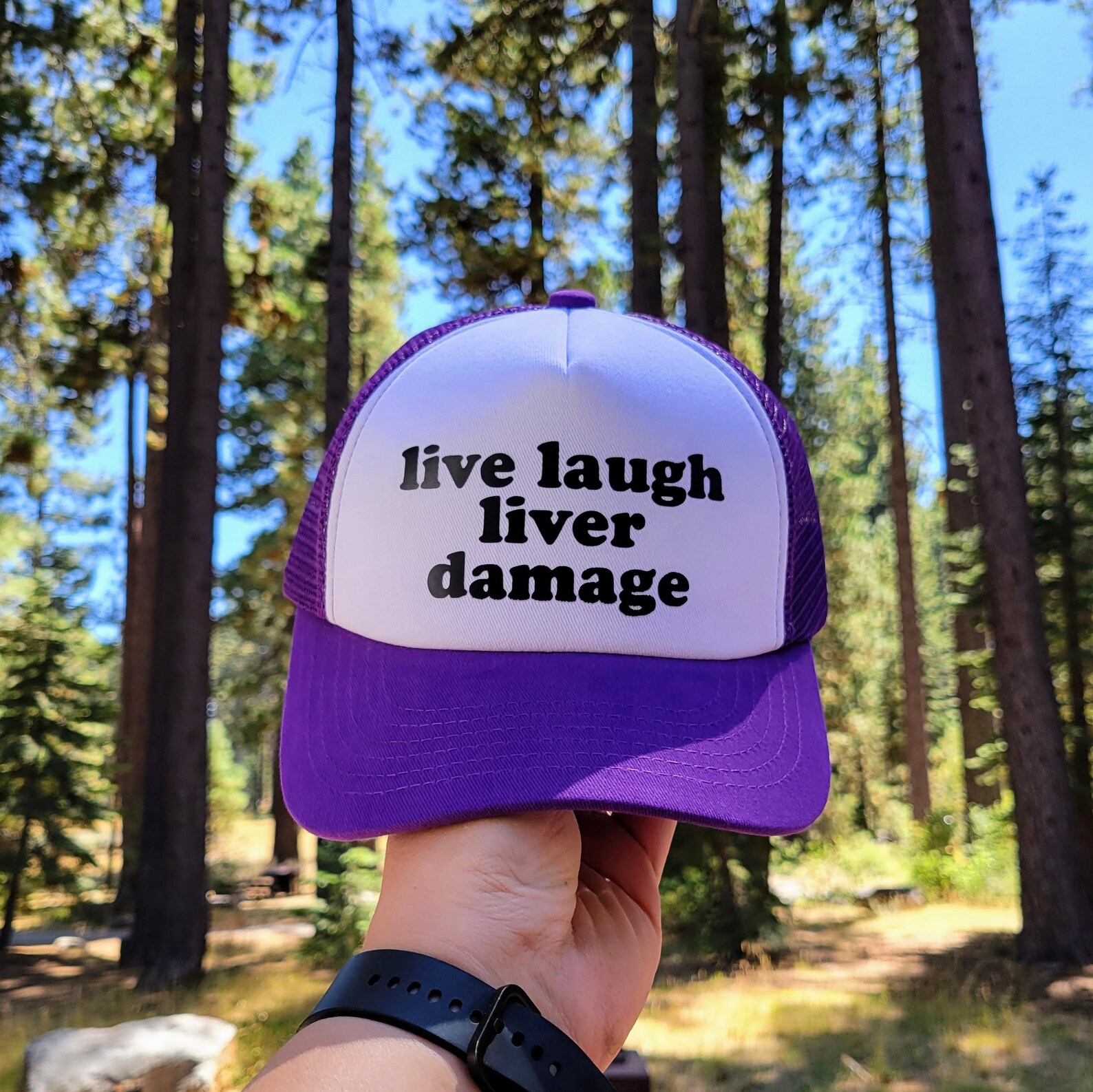 Live Laugh Liver Damage Custom Trucker Hat | Funny Baseball Cap ...