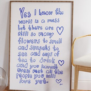 The World is a Mess - Positive Wall Art, Danish Pastel Decor, Hand ...
