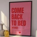 Come Back to Bed Couples Wall Art Above Bed Print Red and - Etsy