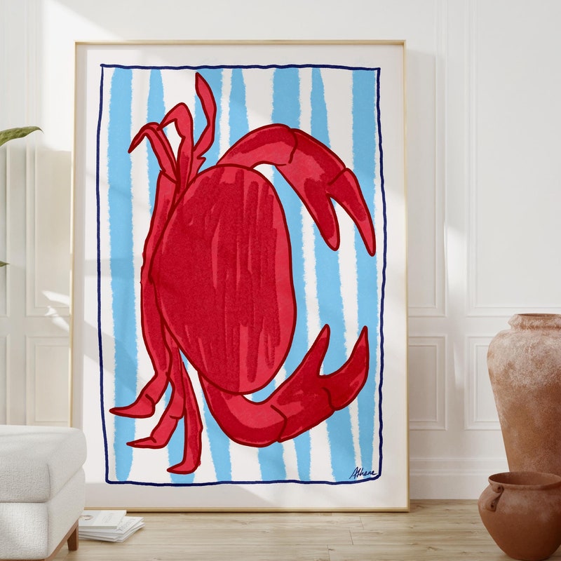 Red Crab Print - Etsy