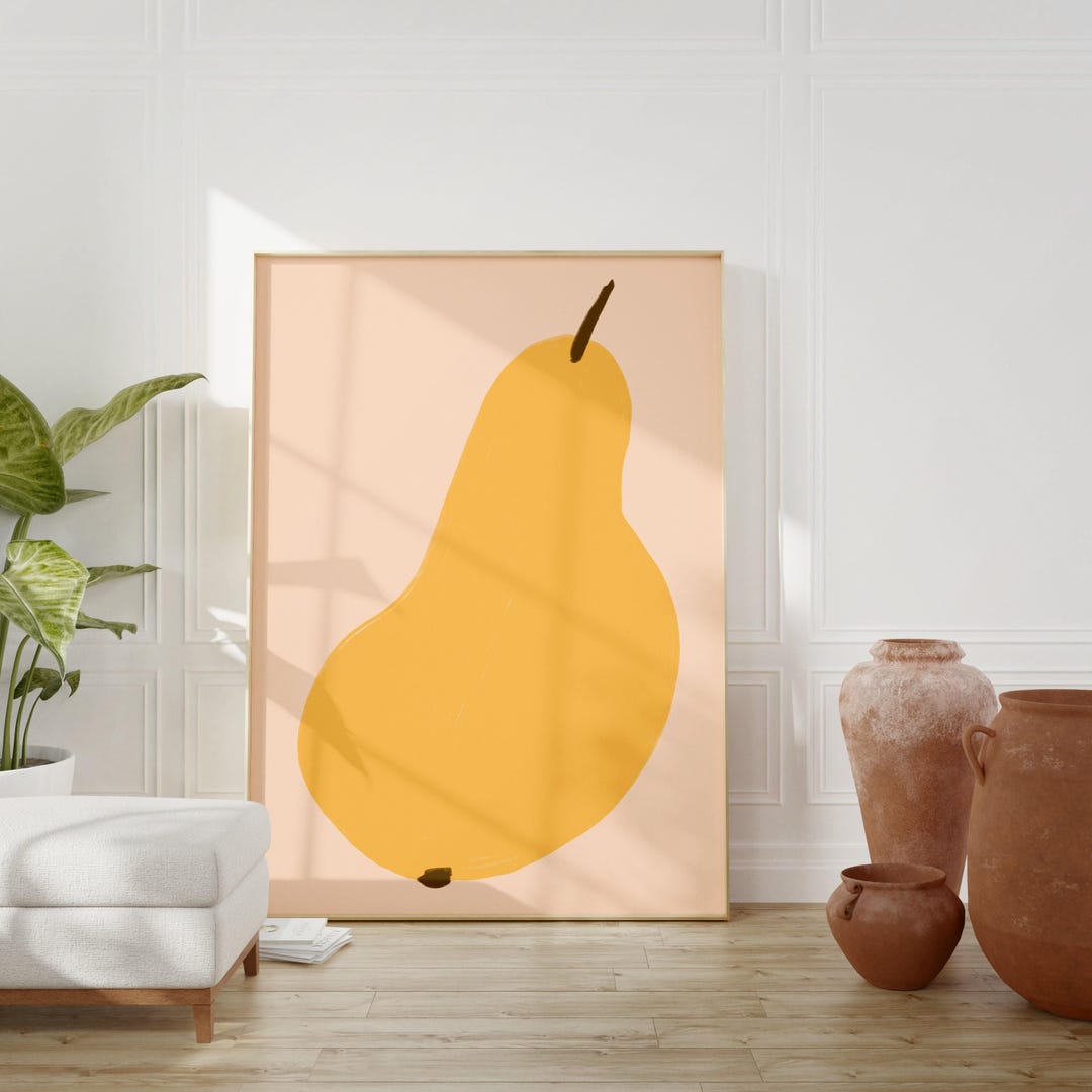 Pear Poster | Modern Boho, Abstract Fruit Print, Colorful Kitchen Art ...