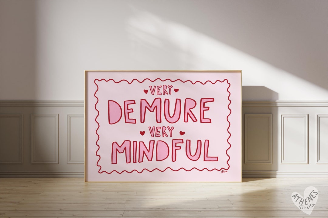 Very Demure Very Mindful, College Apartment Decor Light Pink Wall Art ...