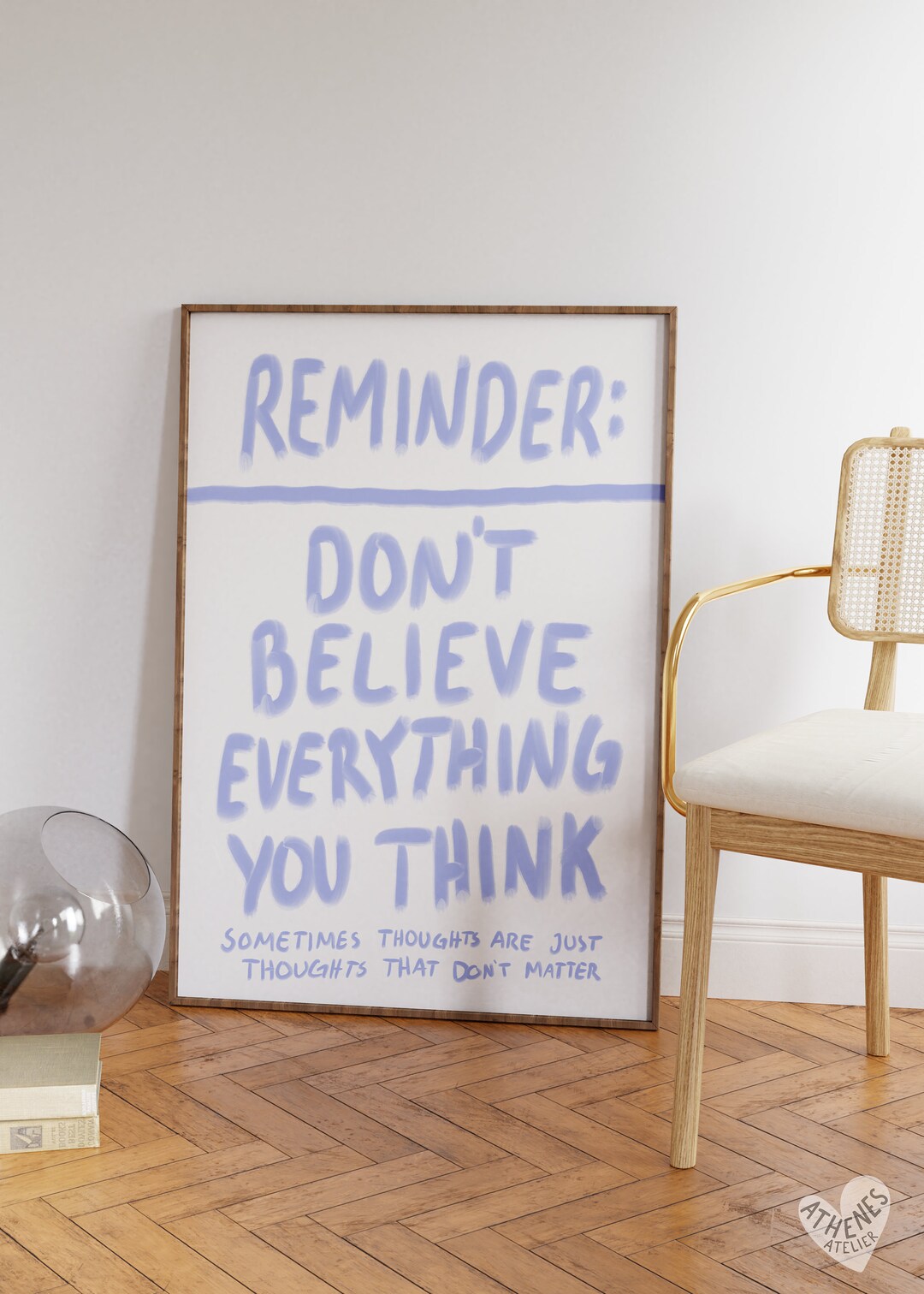 Light Blue Wall Art, Apartment Decor Aesthetic, Positive Wall Art ...