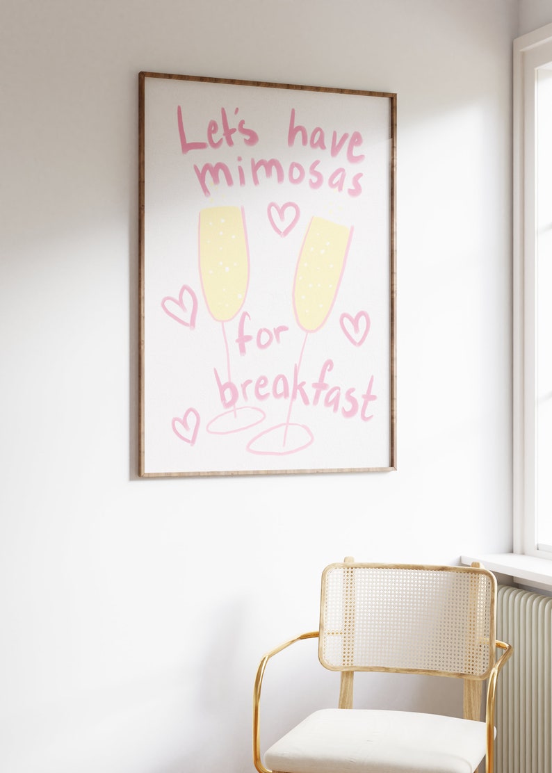 Mimosas for Breakfast Mimosa Poster Pink Cocktail Poster - Etsy