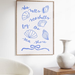 Seashell Print, Beachy Wall Art, Coastal Granddaughter, Coastal Cowgirl ...