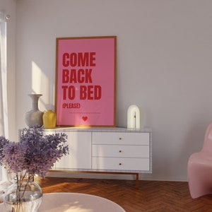 Come Back to Bed Couples Wall Art Above Bed Print Red and - Etsy