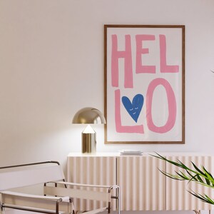 Hello Cute Wall Art, Pastel Print, Cute Entryway Art, Danish Pastel ...