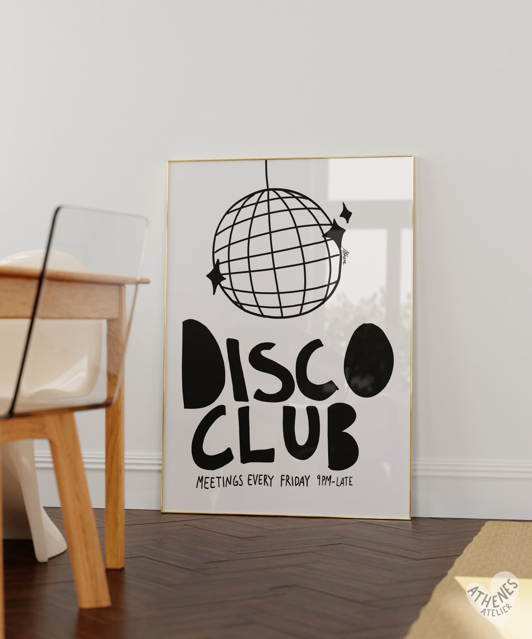 Disco Ball Wall Art, Disco Themed Decor Trendy Wall Prints, Positive ...
