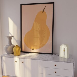 Pear Poster | Modern Boho, Abstract Fruit Print, Colorful Kitchen Art ...