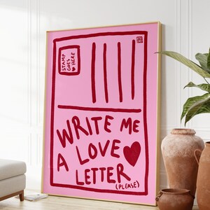 Love Letter Print, Lovecore Decor, Danish Pastel Decor, Dopamine Decor ...