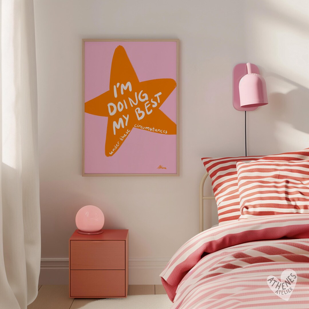 Doing My Best Poster, Hand Drawn Posters, Dopamine Decor, Mid Century ...