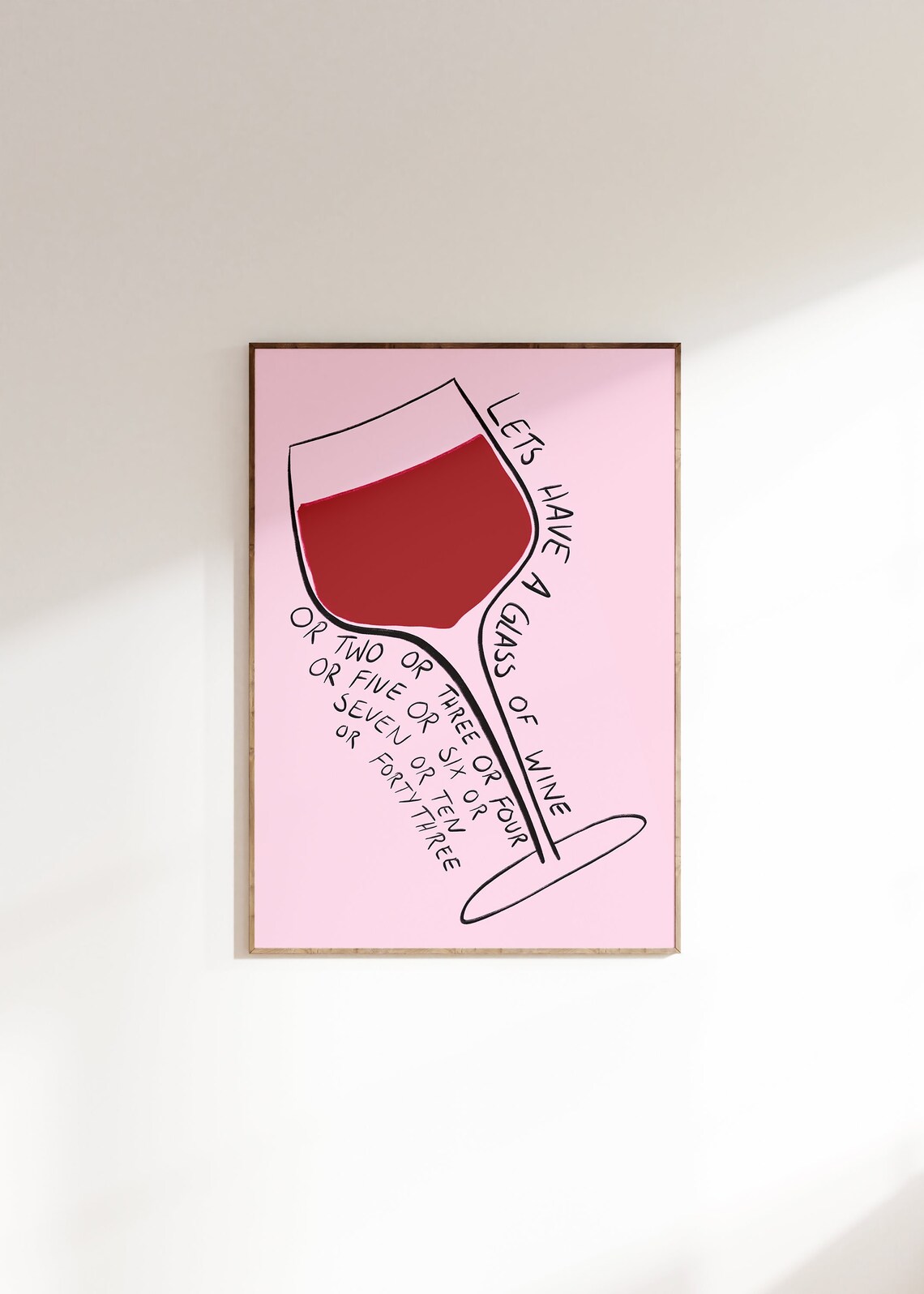Glass of Wine Funny Wine Poster Hand Drawn Red Wine Print - Etsy
