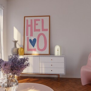 Hello Cute Wall Art, Pastel Print, Cute Entryway Art, Danish Pastel ...