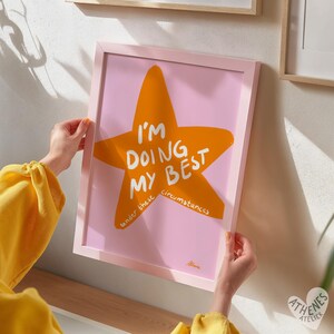 Doing My Best Poster, Hand Drawn Posters, Dopamine Decor, Mid Century ...