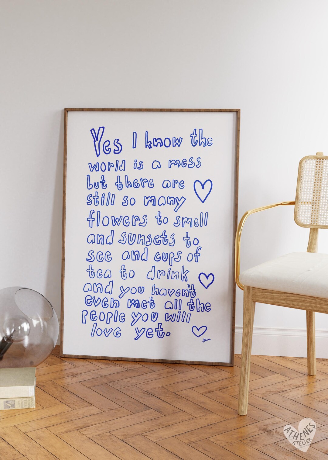 The World is a Mess - Positive Wall Art, Danish Pastel Decor, Hand ...