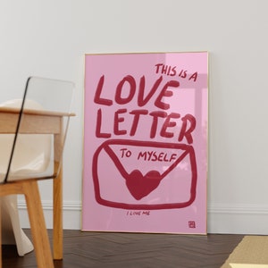 Love Letter to Me | Pink and Red Wall Art, Lovecore Prints Self Love ...