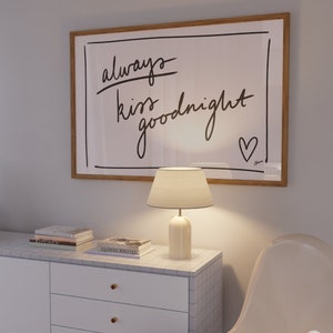 Always Kiss Goodnight Print, Above Bed Horizontal Print, Aesthetic ...