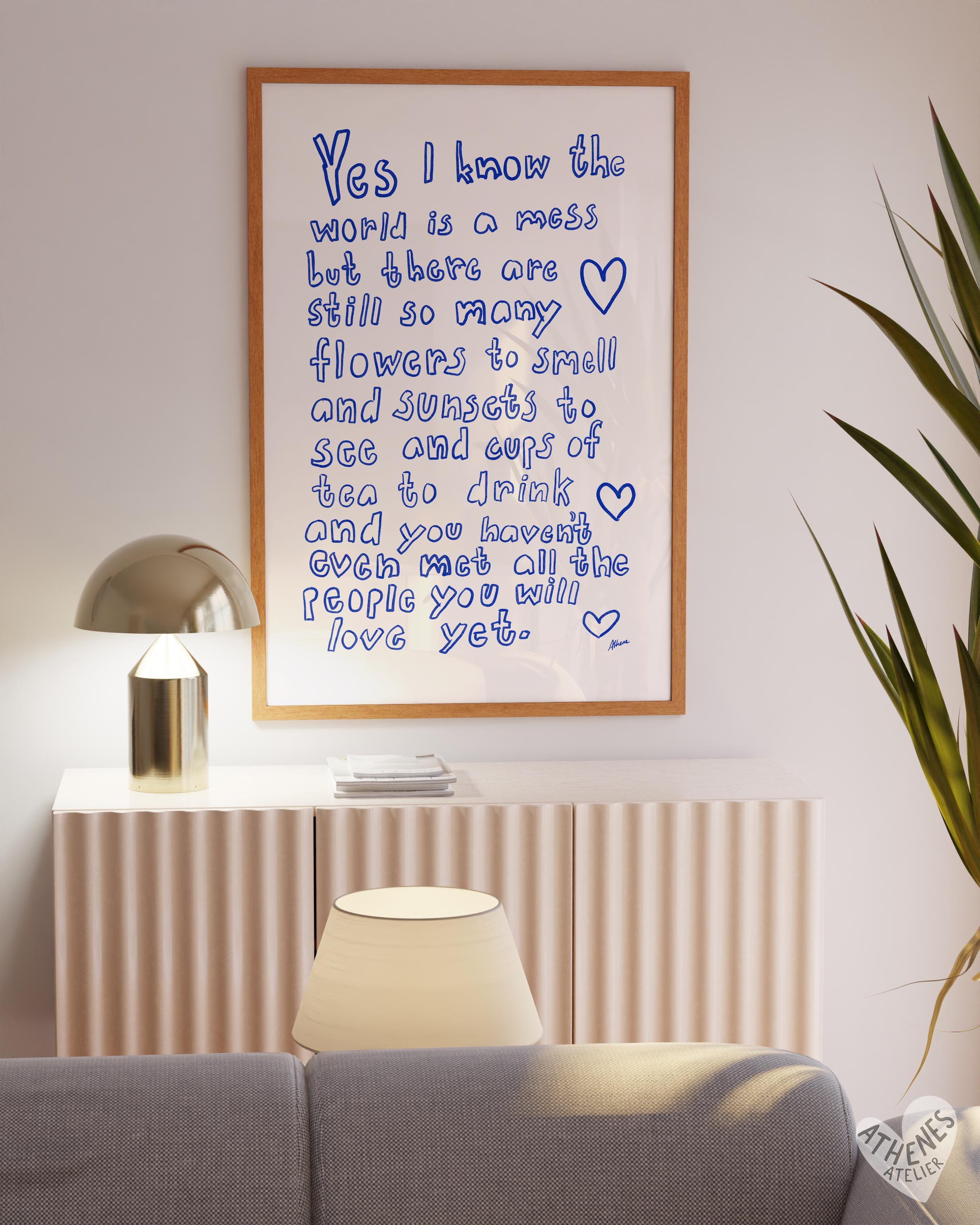 The World is a Mess - Positive Wall Art, Danish Pastel Decor, Hand ...