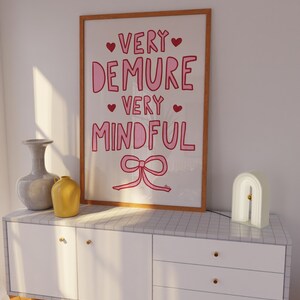 Very Demure Very Mindful Print, Light Pink Bedroom Art, Funny Gift for ...