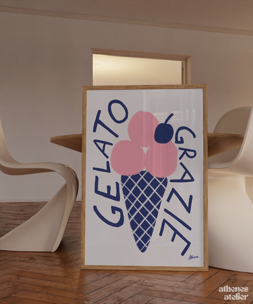 Gelato Grazie | Cute Kitchen Prints, Ice Cream Illustration, Fun ...