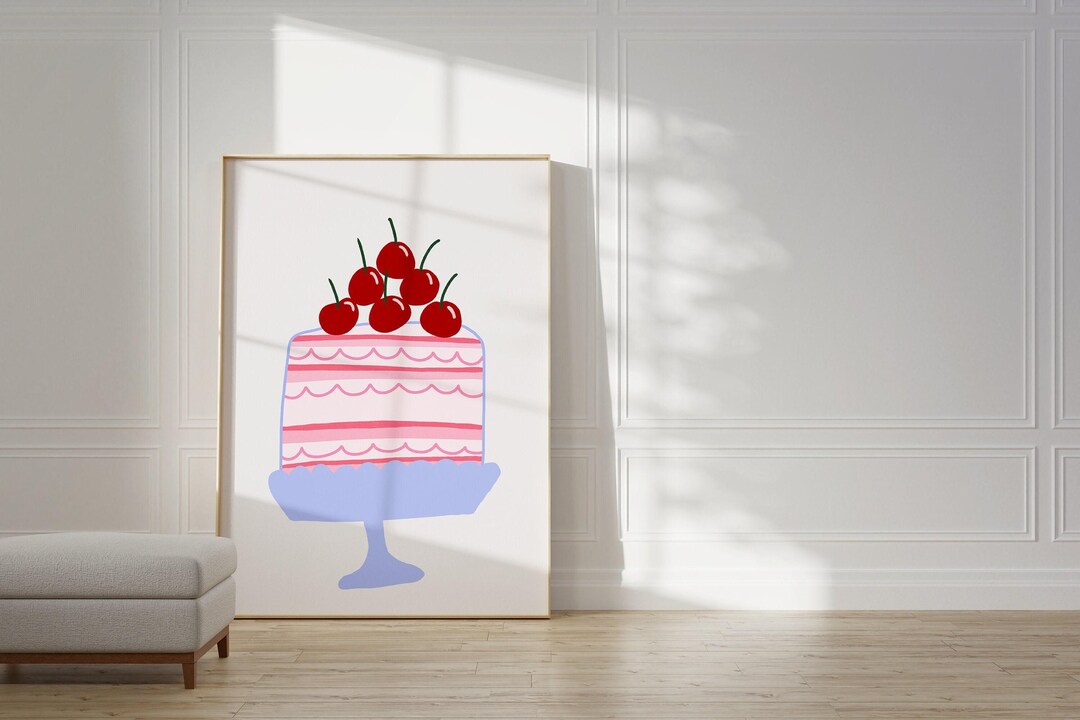Cake Poster | Hand Drawn, Boho Style, Cake Print, Aesthetic Wall Art ...