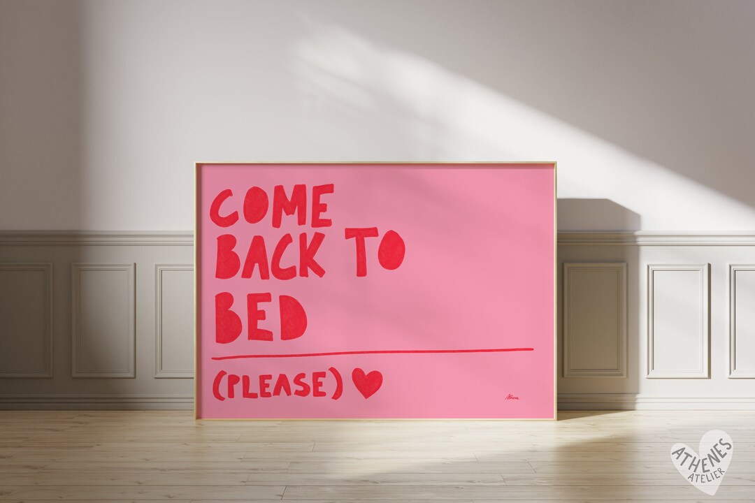 Come Back to Bed Please 2.0, Above Bed Horizontal Print, Danish Pastel ...