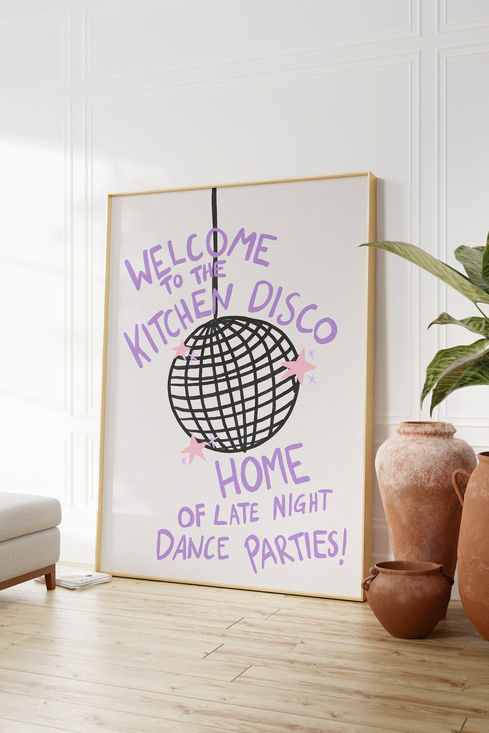 Kitchen Disco Fun Kitchen Art, Simple Kitchen Print, Disco Poster ...
