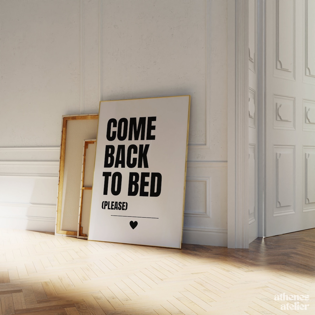 Come Back to Bed | Couples Wall Art, Above Bed Print Pink, Simple ...