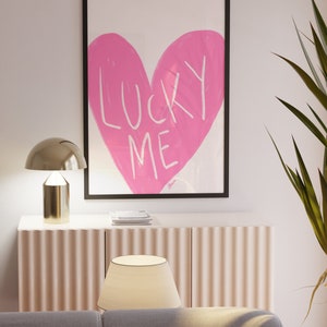 Lucky Me | cute Pink Wall Art, Lucky Girl Syndrome Print, Danish Pastel ...