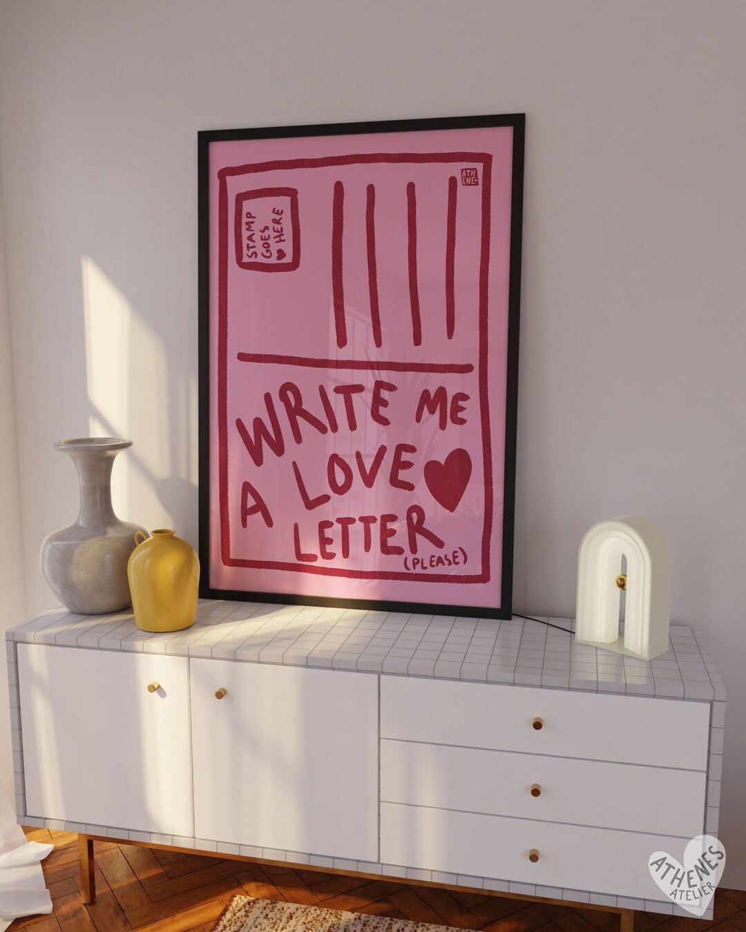 Love Letter Print, Lovecore Decor, Danish Pastel Decor, Dopamine Decor ...
