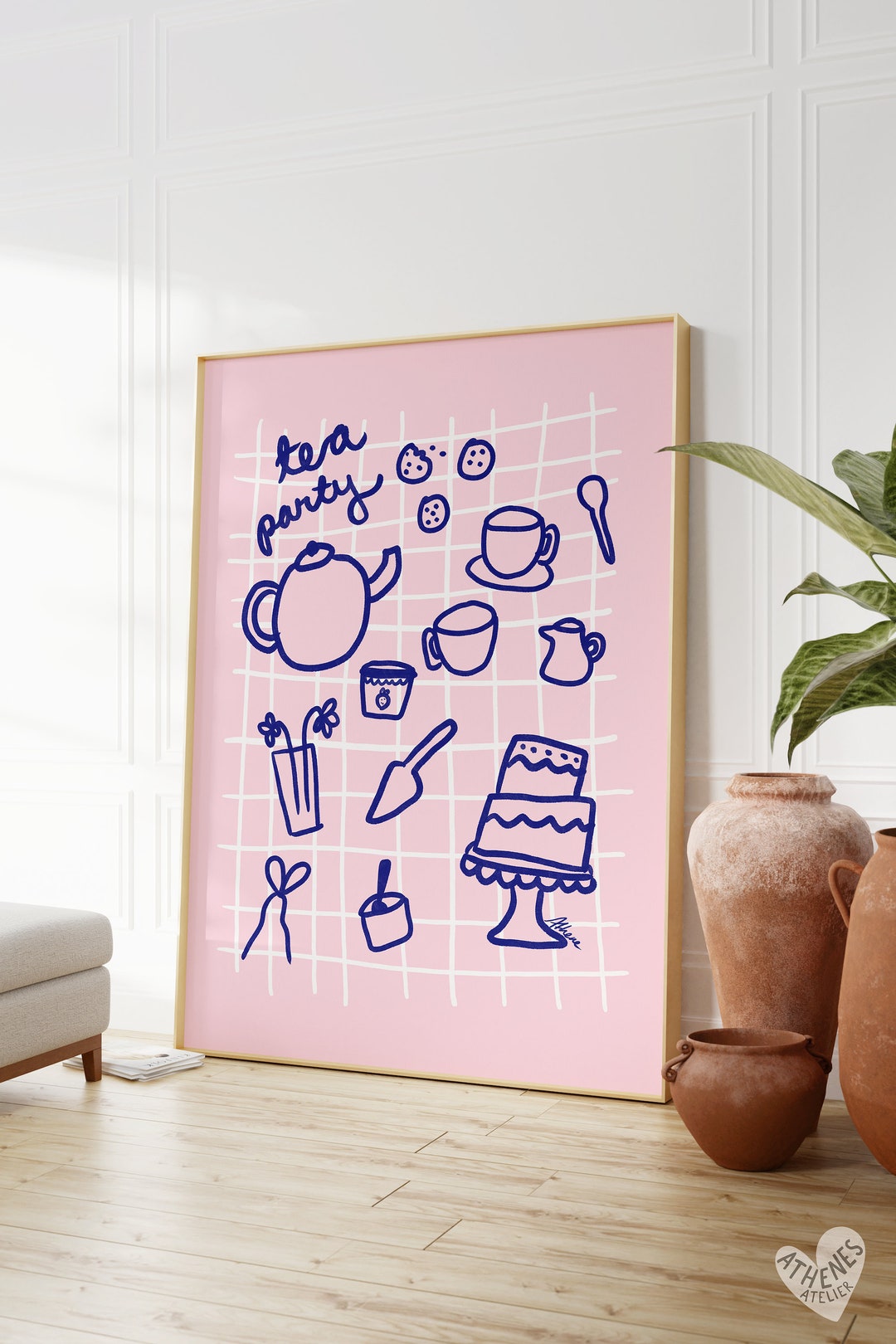 Tea Party Poster, Coffee Poster, Light Pink Wall Art, Coffee Bar Art ...