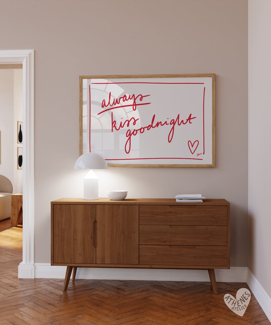 Always Kiss Goodnight Print, Above Bed Horizontal Print, Aesthetic ...