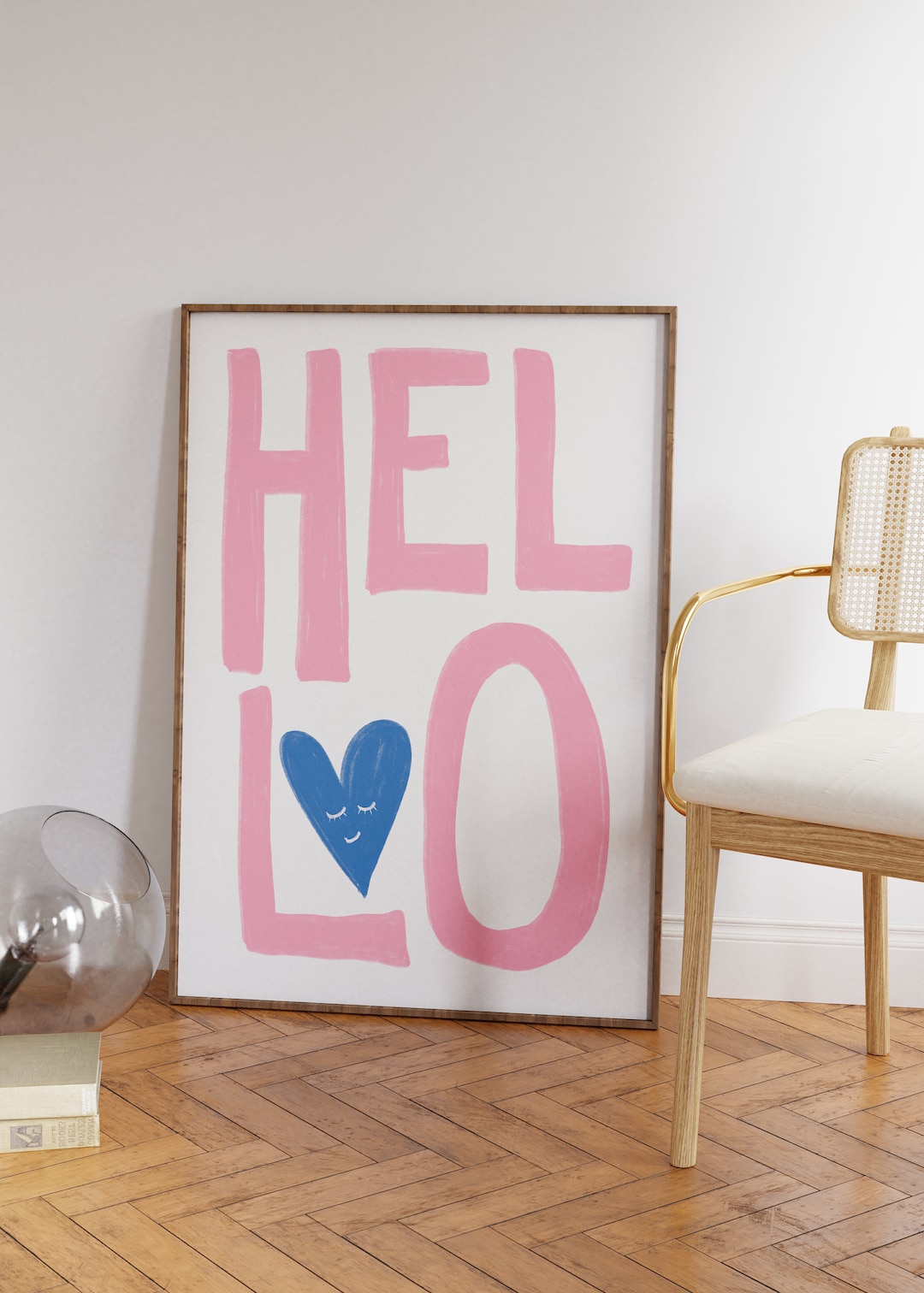Hello Cute Wall Art, Pastel Print, Cute Entryway Art, Danish Pastel ...