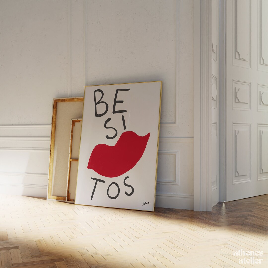 Besitos Print | Modern Wall Art, Illustration Wall Prints, Mid Century ...