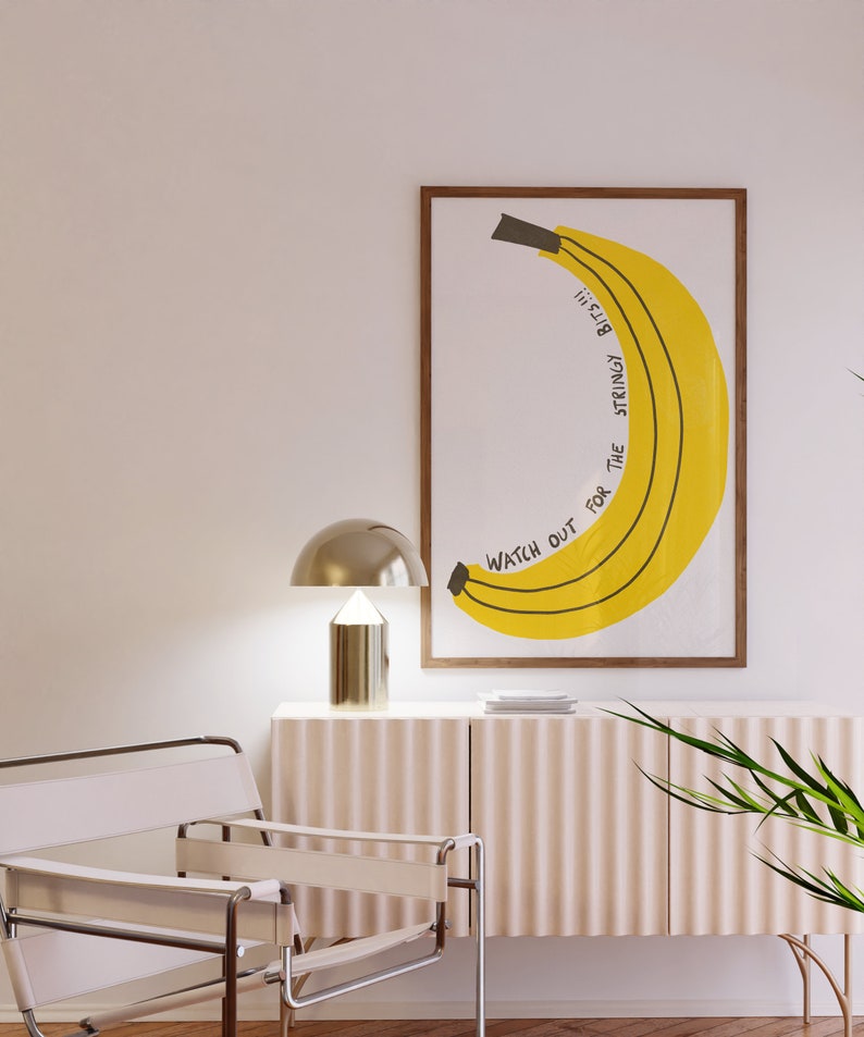 Stringy Bits Banana Poster Funny Kitchen Art Banana - Etsy