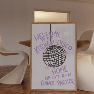 Kitchen Disco | Fun Kitchen Art, Simple Kitchen Print, Disco Poster ...