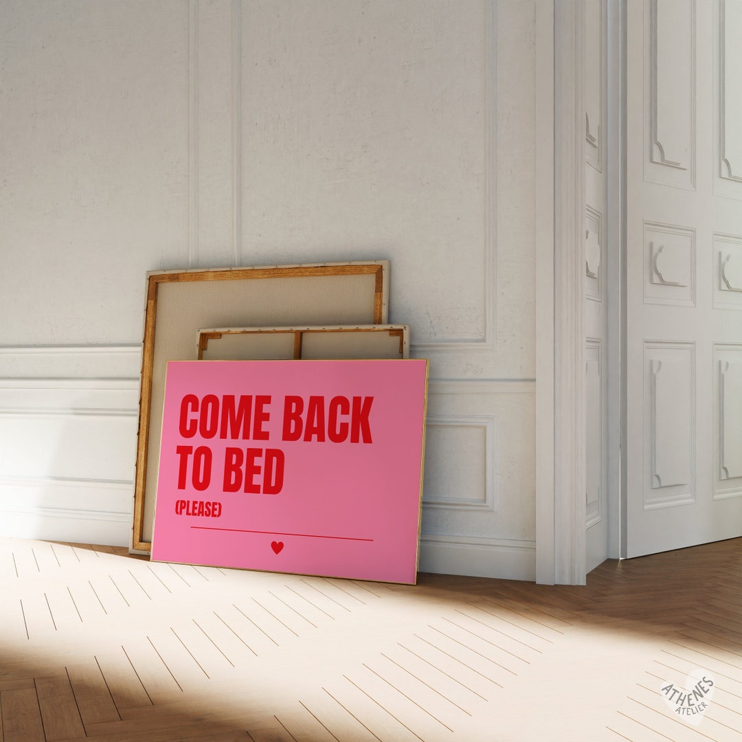 Come Back to Bed Horizontal, Couples Wall Art, Above Bed Print, Red and ...