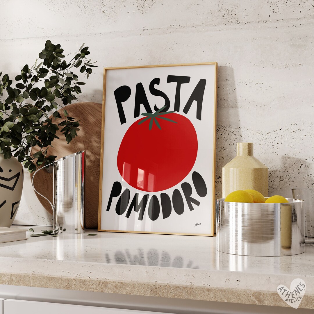 Tomato Poster, Spaghetti Wall Art, Aesthetic Kitchen Prints, Mid ...
