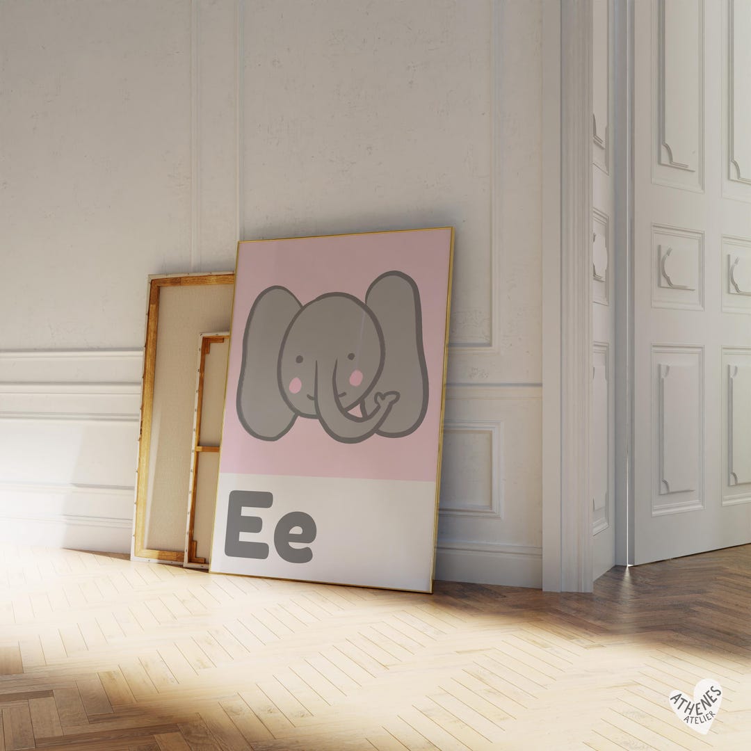 Alphabet Poster Letter E, Nursery Wall Art, Kids Room Prints, Light ...
