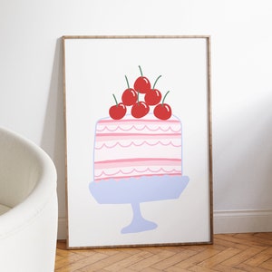 Cake Poster | Hand Drawn, Boho Style, Cake Print, Aesthetic Wall Art ...