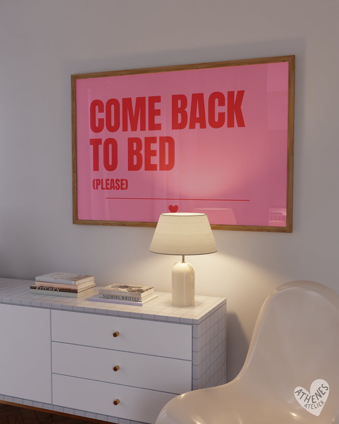 Come Back to Bed Horizontal, Couples Wall Art, Above Bed Print, Red and ...