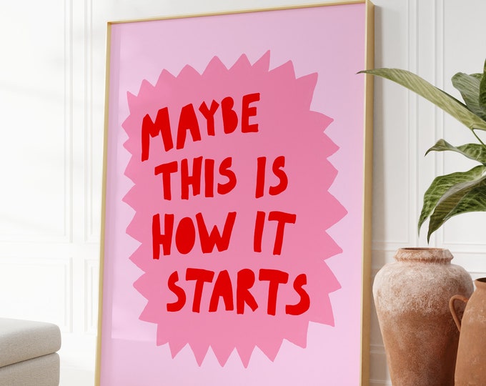 UGH Print in Red and Pink, Dopamine Decor, Danish Pastel Prints ...
