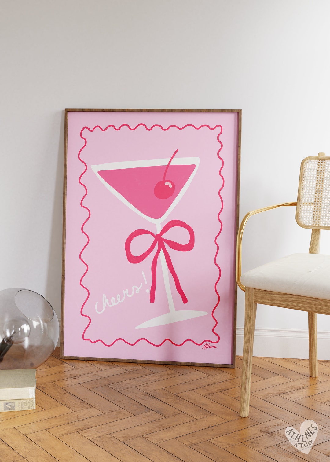 Coquette Bar Cart Prints, Light Pink Wall Art, Dopamine Decor, Danish ...