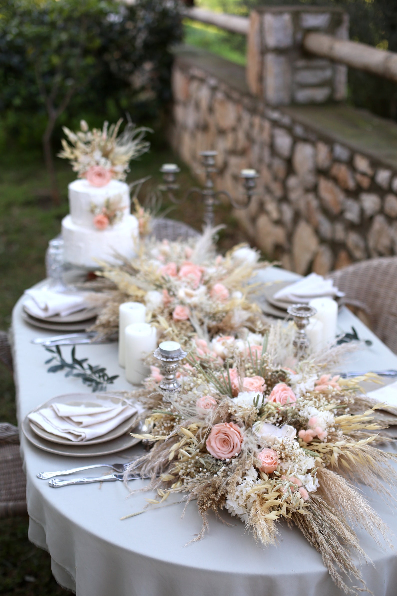 Salmon & Cream Wedding Table Flower Centerpiece: Boho Bridal Decor - Etsy